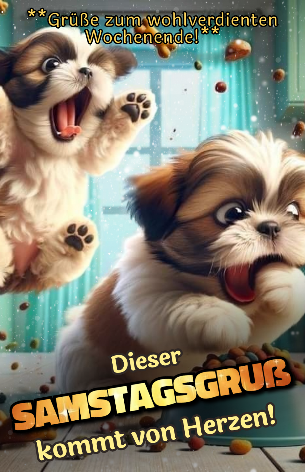 50 lustige Samstagsgrüße als Bild zum Versenden für dich! Guten Morgen ...